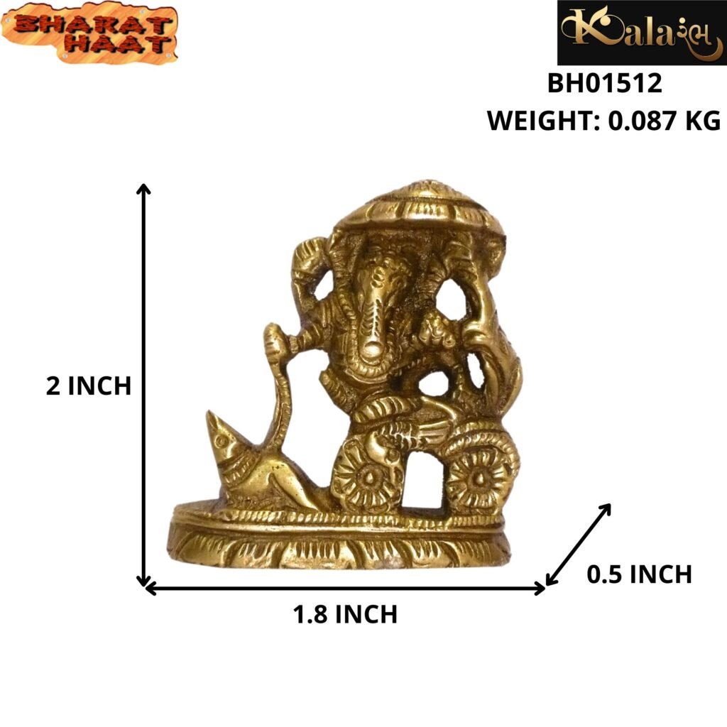 Buy Ganesha With Rat Chariot Brass For Handicraft Art By BHARATHAAT ...