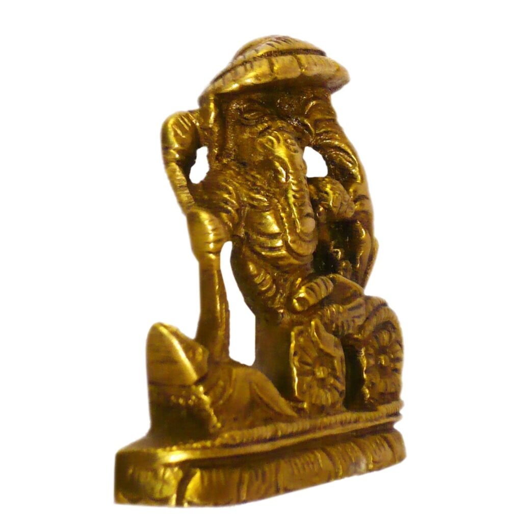Buy Ganesha With Rat Chariot Brass For Handicraft Art By BHARATHAAT ...