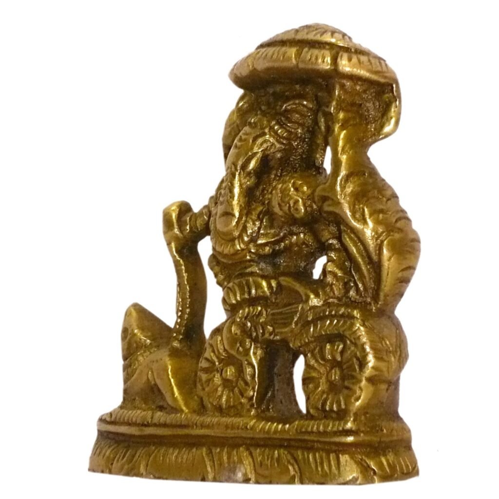 Buy Ganesha With Rat Chariot Brass For Handicraft Art By BHARATHAAT ...
