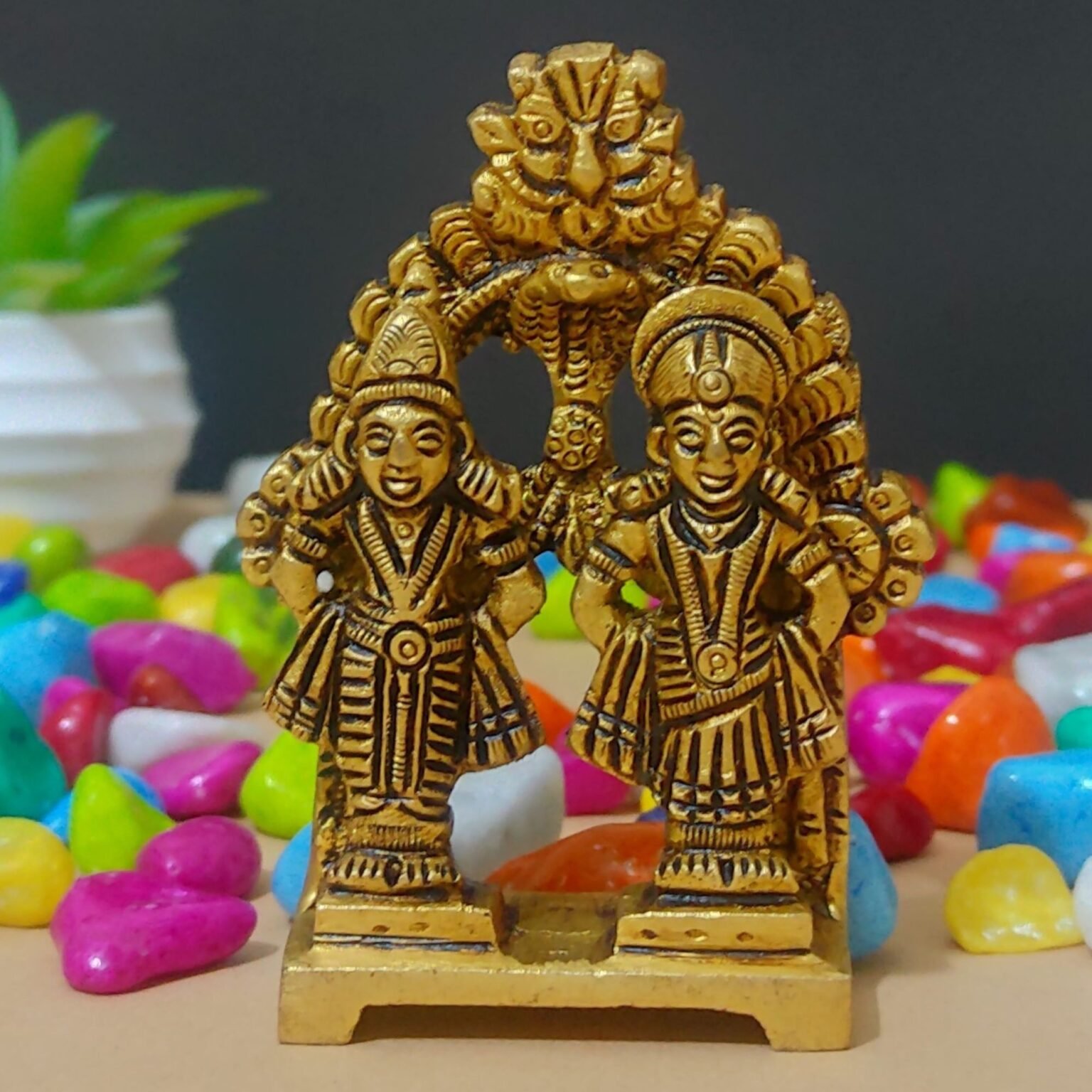 Buy Lord Vitthal Rukmini Brass Idol Carving Work Murti Handicraft Art ...