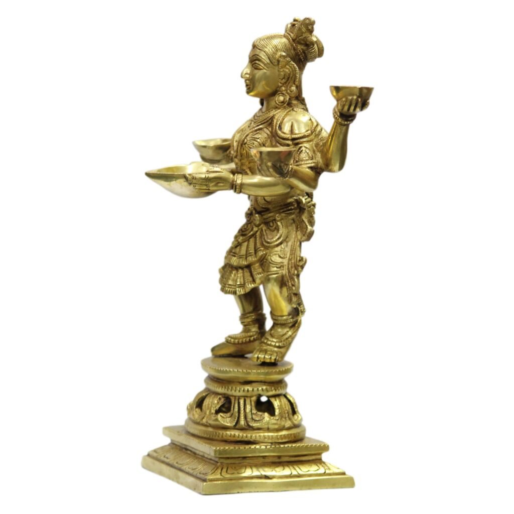 Buy Dancing Deep Lady Diya Standing Brass For Collectible Handicraft ...