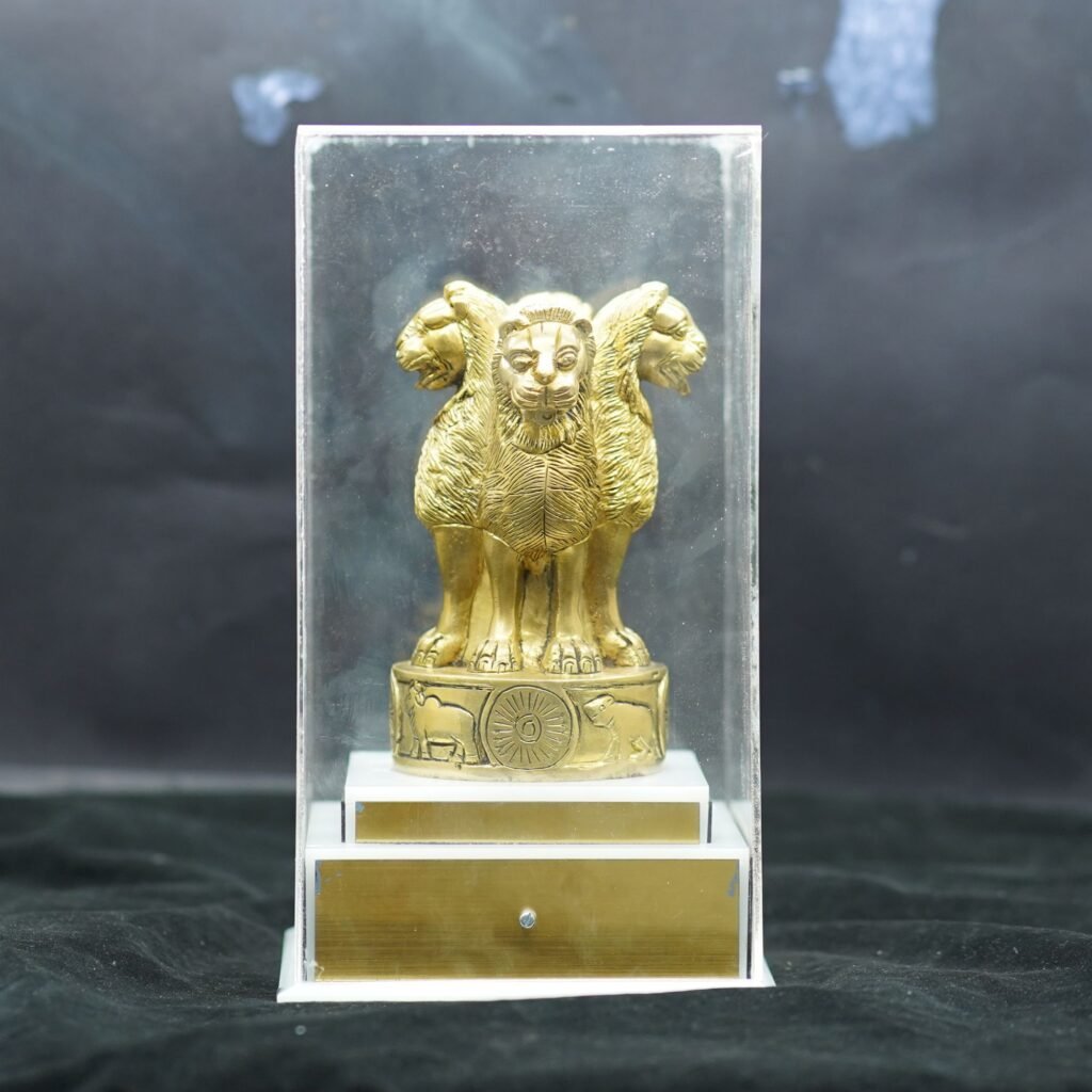 Buy Brass Ashok Stambh Memento with Wooden box & Acrylic Box For ...