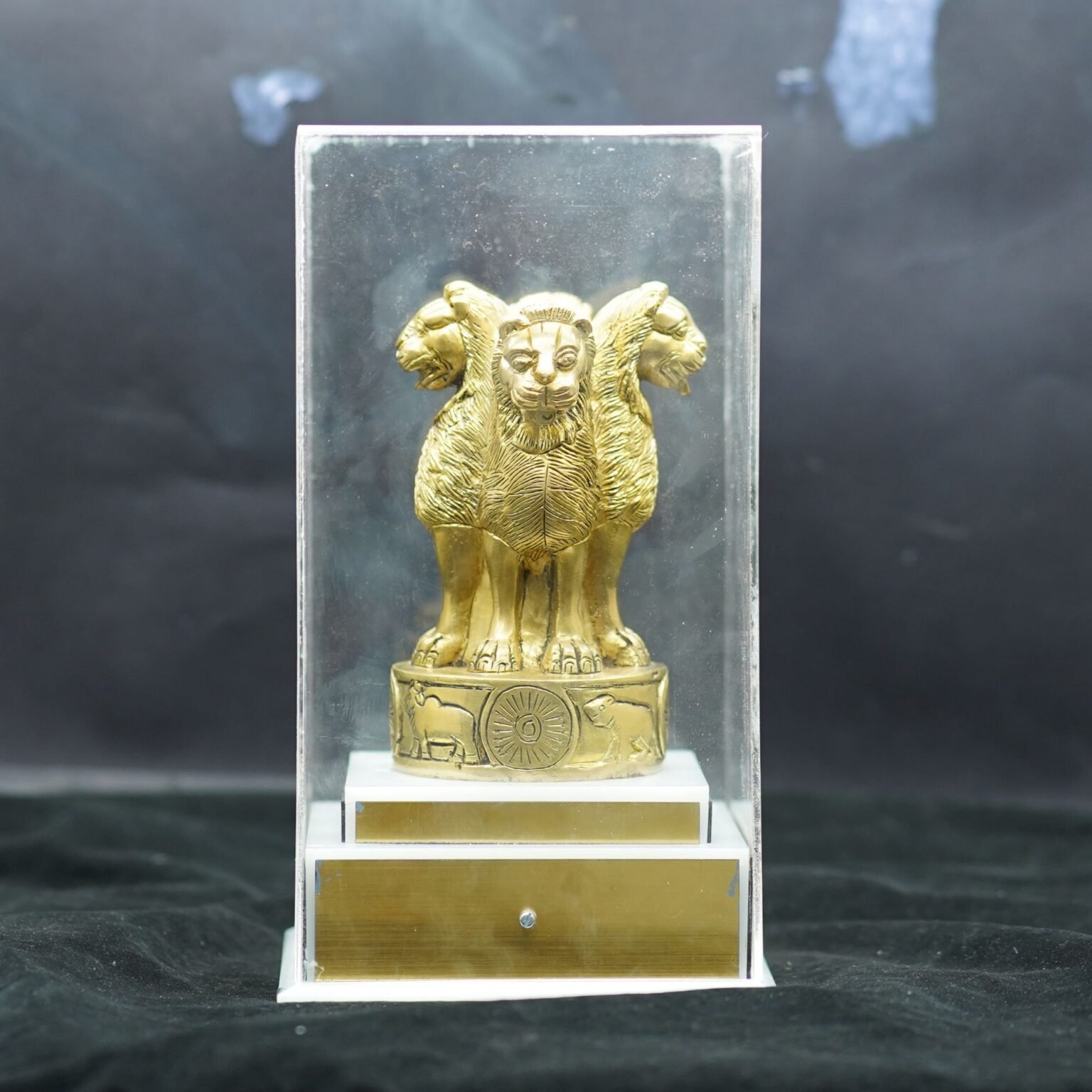 Buy Brass Ashok Stambh Memento with Wooden box & Acrylic Box For ...