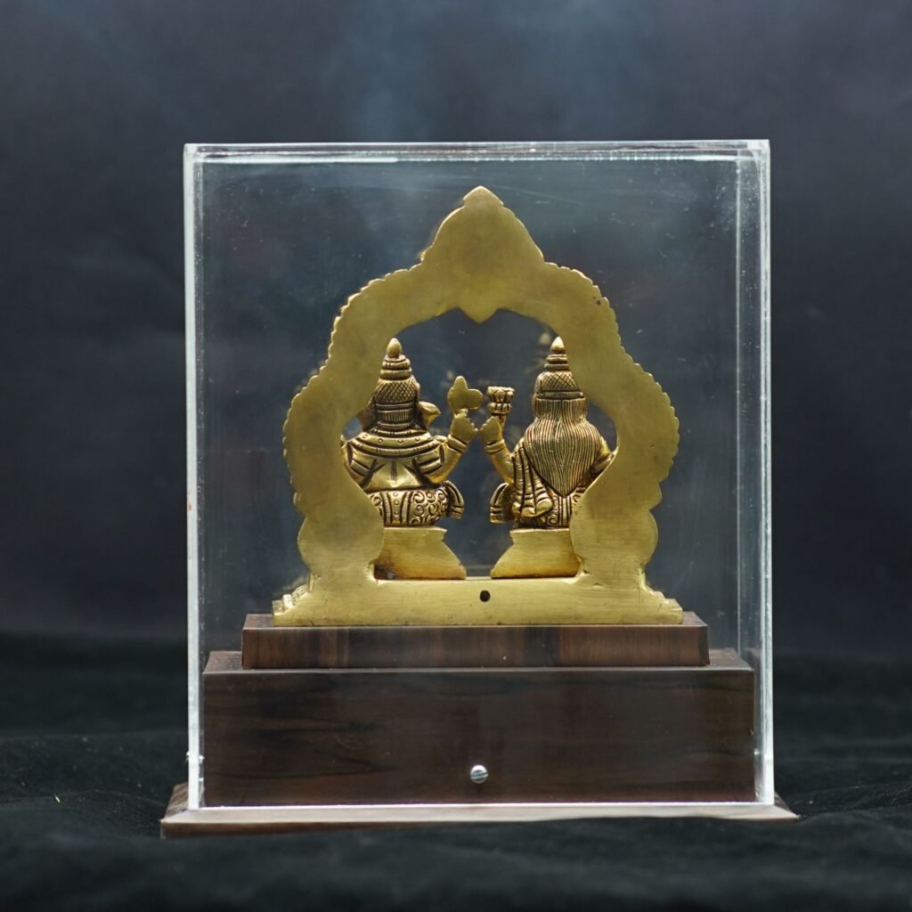 Buy Brass Ganesha Lakshmi Memento with wooden base 7 Acrylic Box for ...