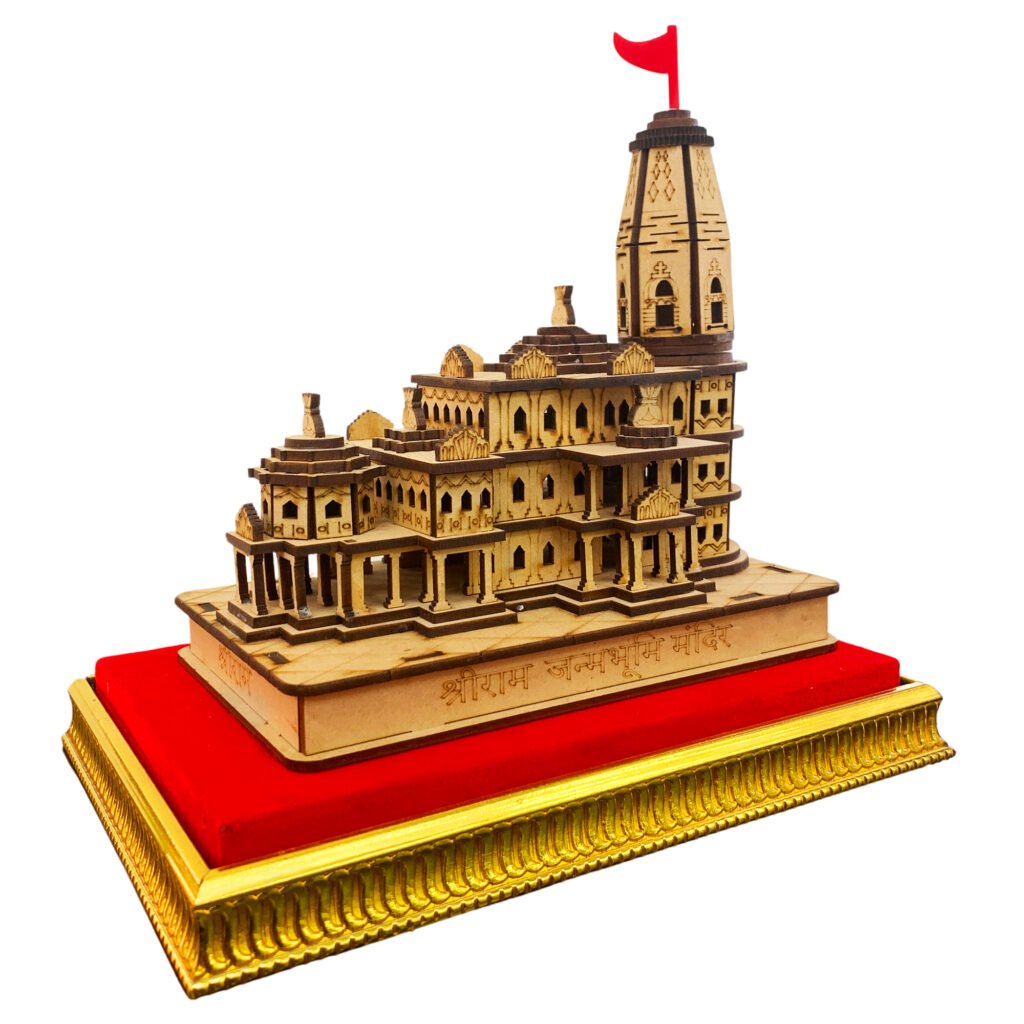 Buy Wooden MDF Ram Mandir Memento with Base and Acrylic Box 9 Inch ...